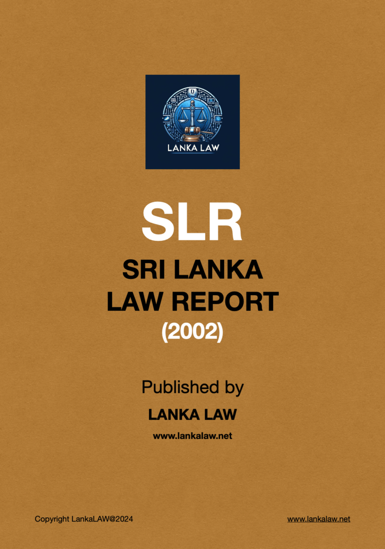 Sri Lanka Law Report (2002) - Lanka Law