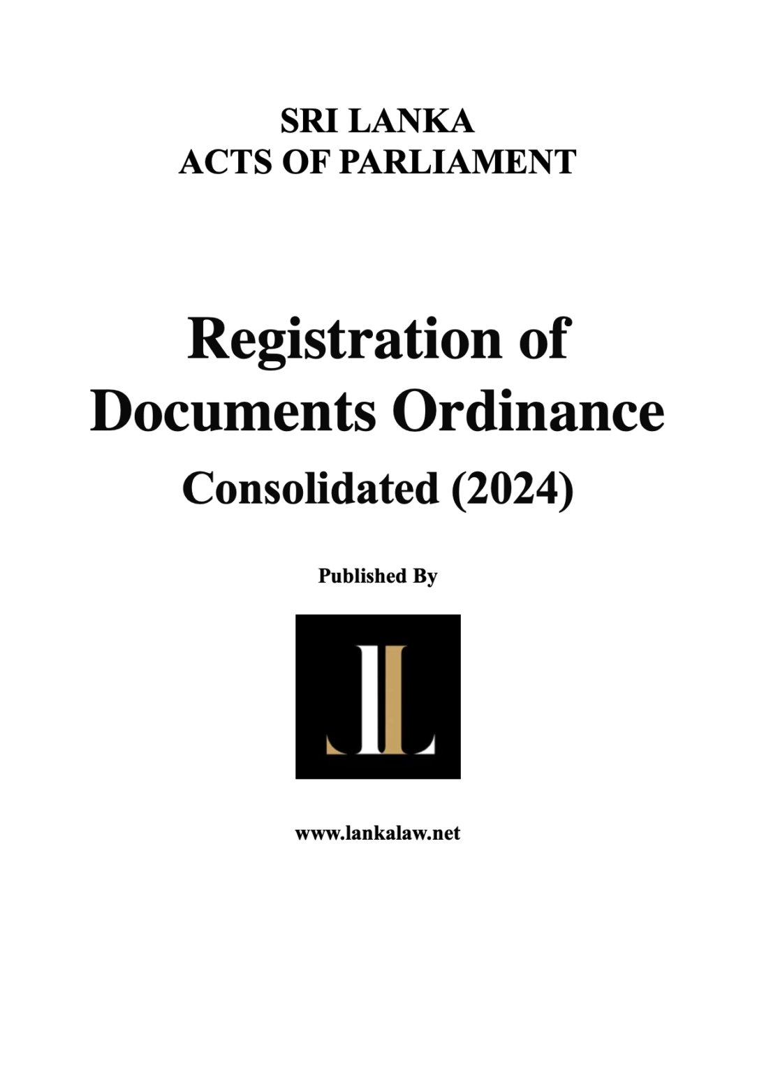 Registration of Documents Ordinance (Consolidated) 2024 - Lanka Law